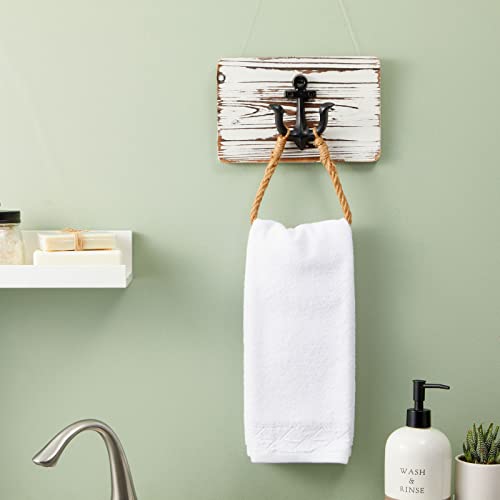 Okuna Outpost 2 Pack Nautical Towel Ring Holder, Anchor Bathroom Decor and Accessories (9 x 6 in)