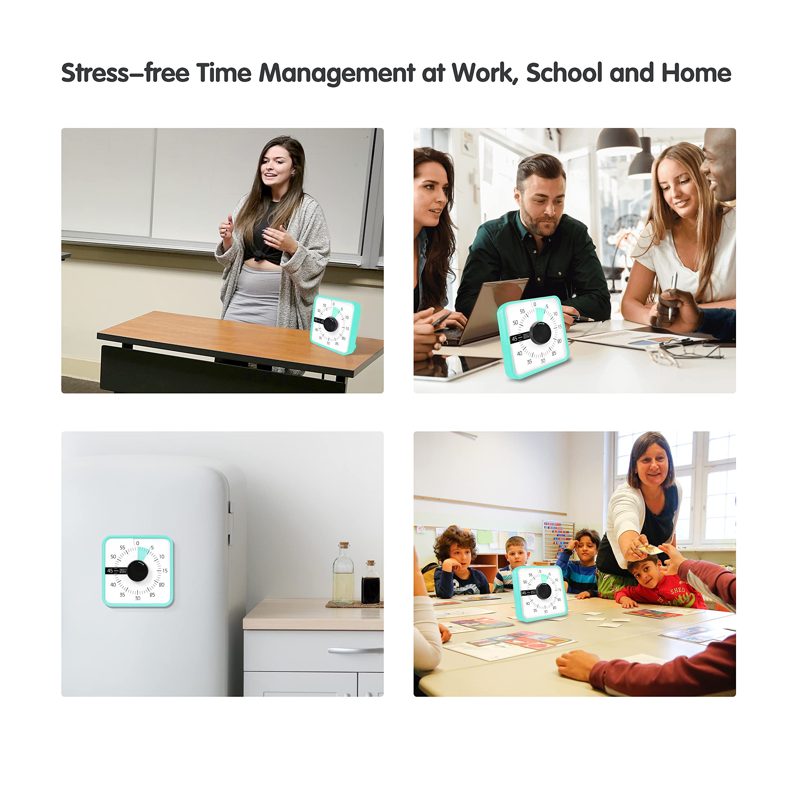 TWENTY5 SEVEN Countdown Timer 7.5 inch; 60 Minute 1 Hour Visual Timer β Classroom Teaching Tool Office Meeting, Mechanical Countdown Clock for Kids Exam Time Management Magnetic, Mint Green