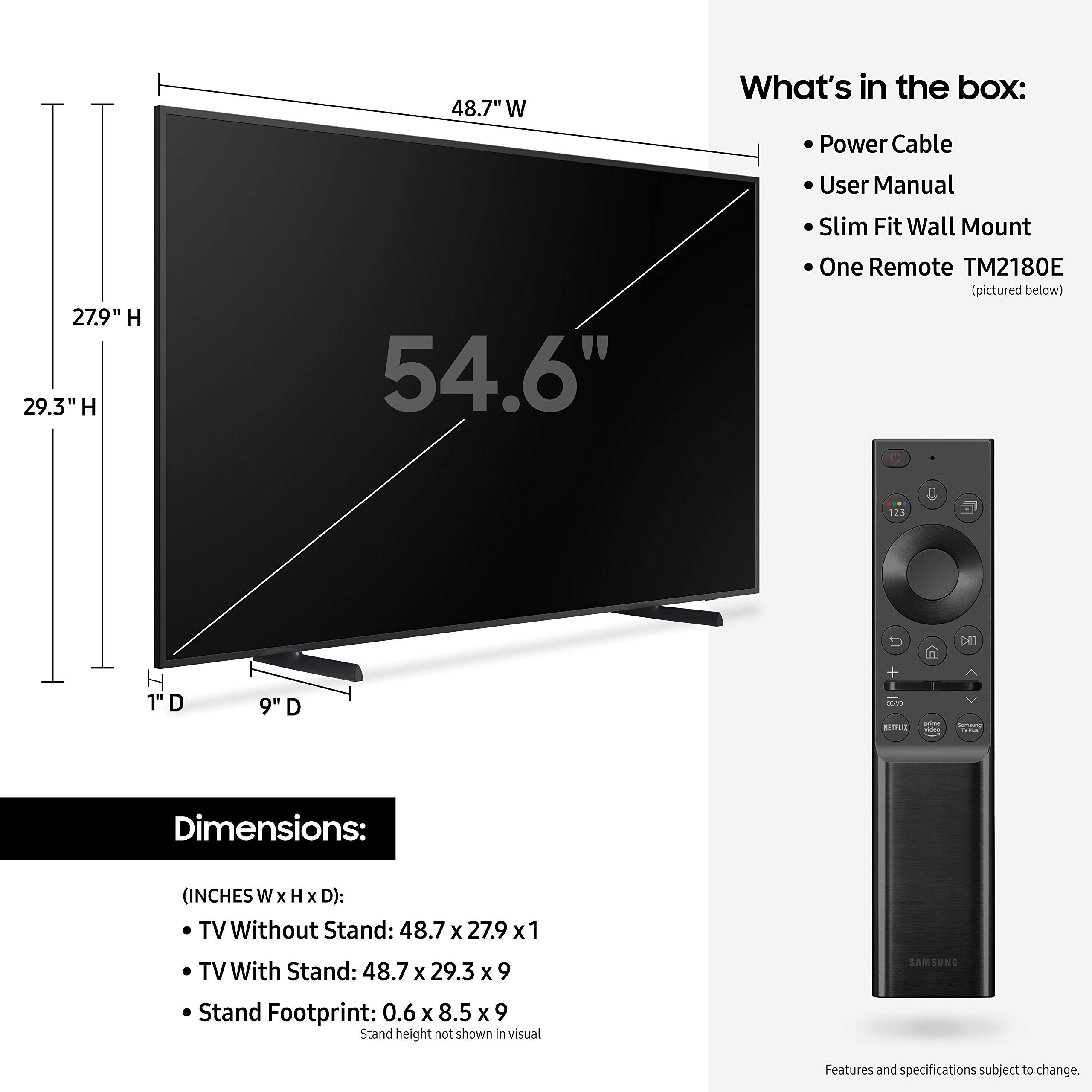 SAMSUNG QN55LS03AA 55" QNLS03A Series UHD LED 4K Smart TV with a VG-SCFA55WTC The Frame 55" Customizable Bezel – Beveled White (2021)(Used)