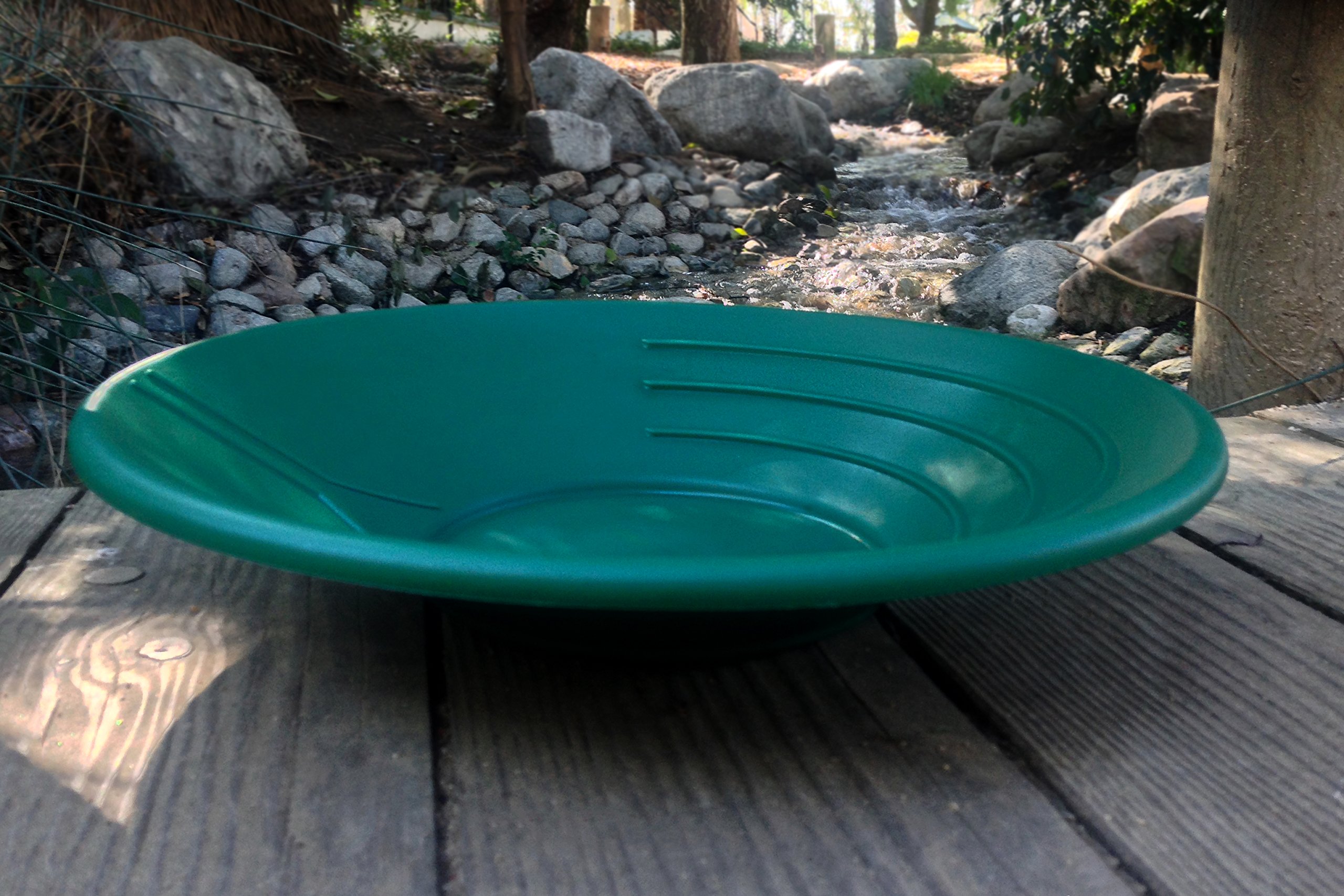 SE 14 Inch Gold Panning Pan Set - Three Riffles for Easier Mining and Prospecting, Green