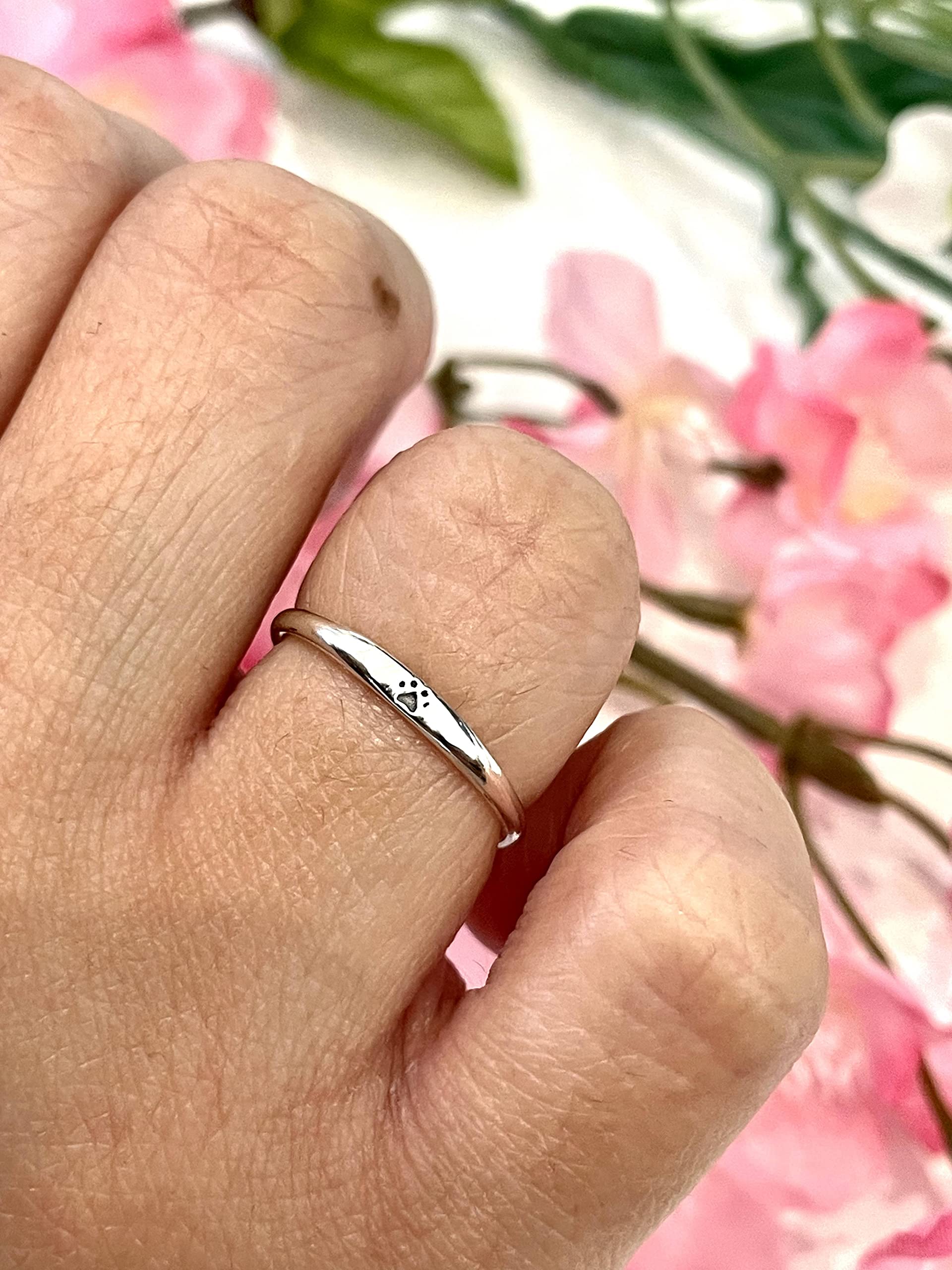 PERFECTJEWELZ Dog's Paw Print Stackable Ring 925 Sterling Silver 2.2mm Size 6