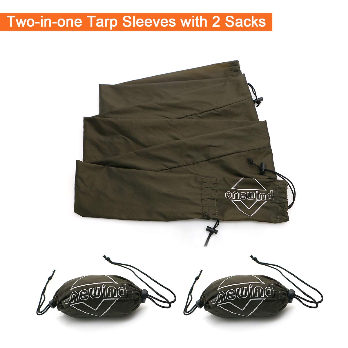 Onewind Tarp Sleeve 12ft, Camping Rain Fly Snakeskin for Tarp Easy Storage and Display, Lightweight and Breathable for Outdoor Camping, Hiking and Backpacking, 6ft×2pieces, OD Green