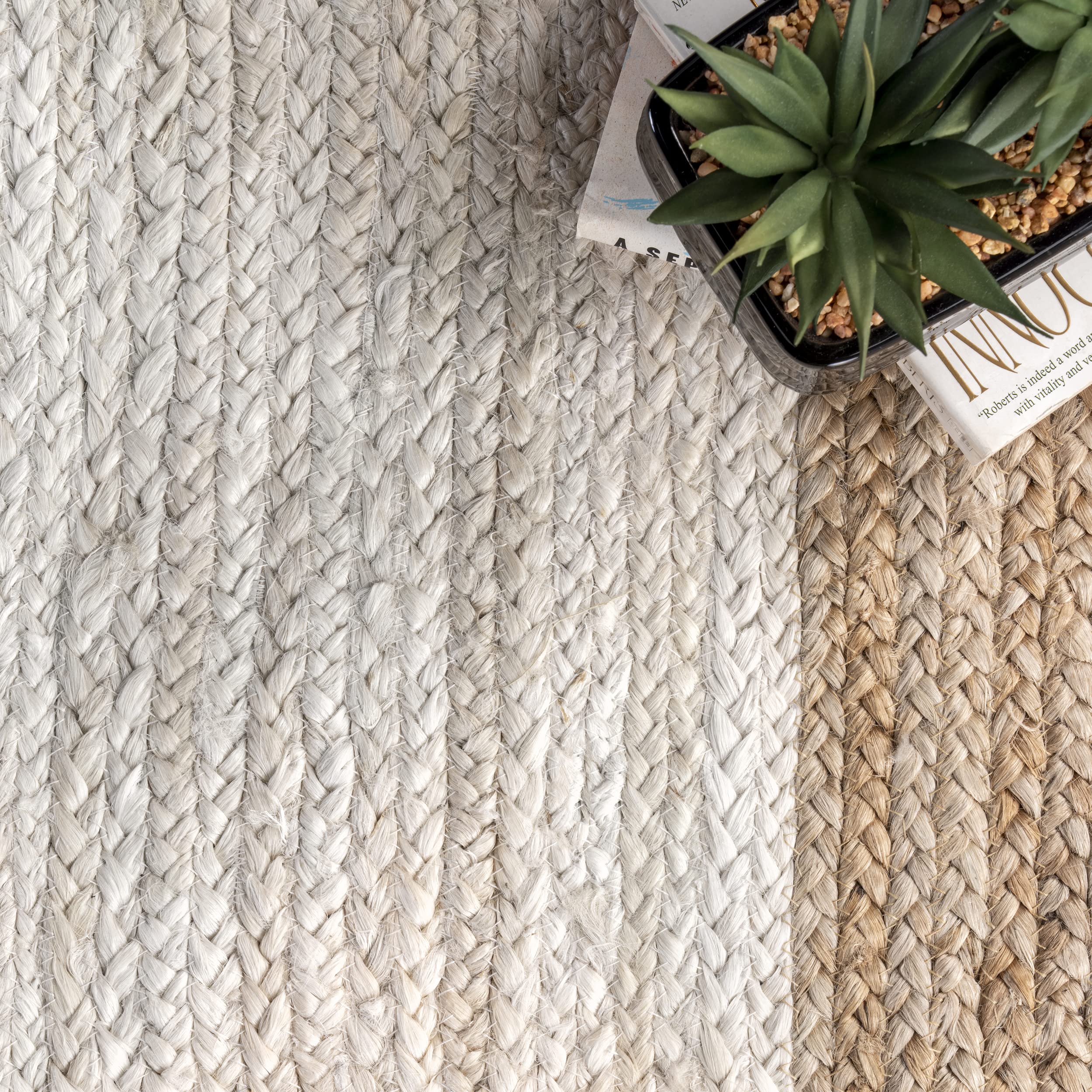 nuLOOM Eleonora Hand Woven Jute Runner Rug , 2' 6" x 10', White, Rectangular