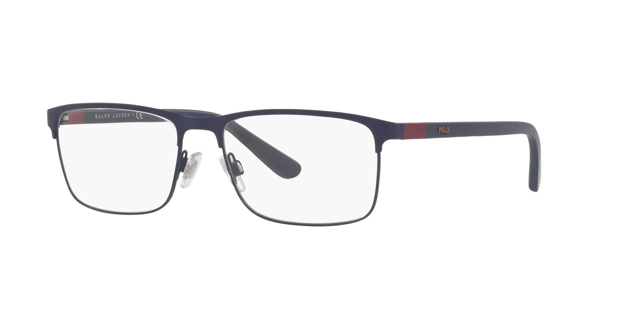 Polo Ralph Lauren Men's PH1190 Rectangular Prescription Eyewear Frames, Matte Navy Blue/Demo Lens, 56 mm