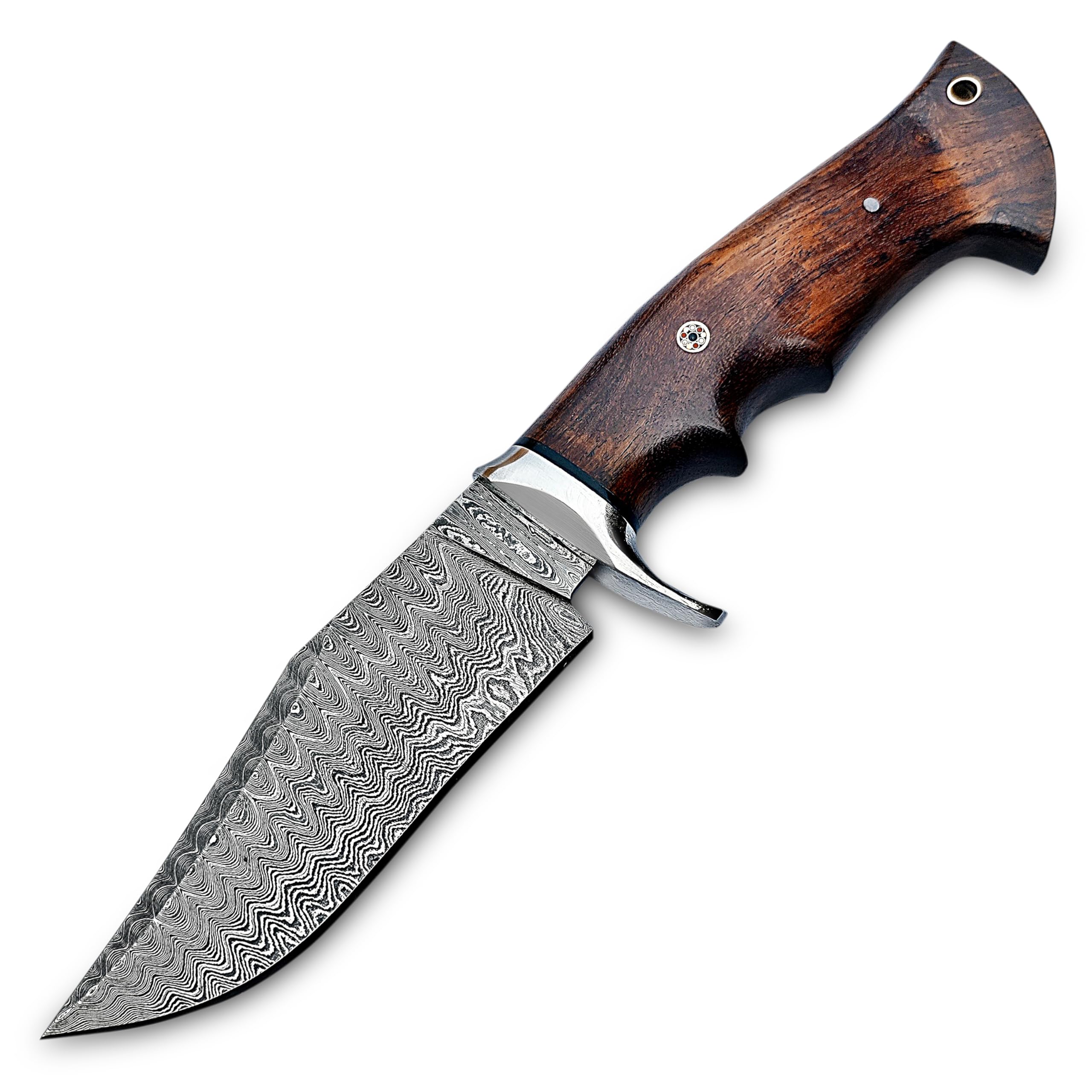 WARIVO KNIFE Premium Fixed Blade Handmade Bushcraft and Hunting Knife β Razor-Sharp Blade, Durable Design for Outdoor Enthusiasts (Damascus Hunting Knife)