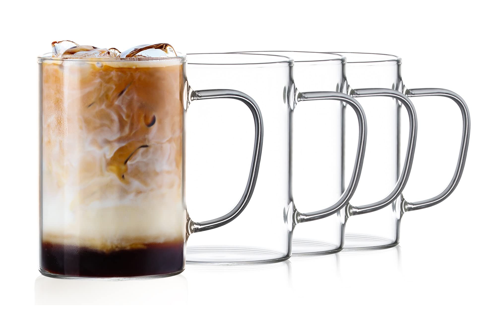 Red Rocks Espresso Cups β Set of 4 Espresso Glass Cups with Handles β 4oz Clear Coffee Cups β Clear Glass Coffee Mugs for Hot Beverages, Espresso, Tea β Lead-Free Borosilicate Glass Cups Set