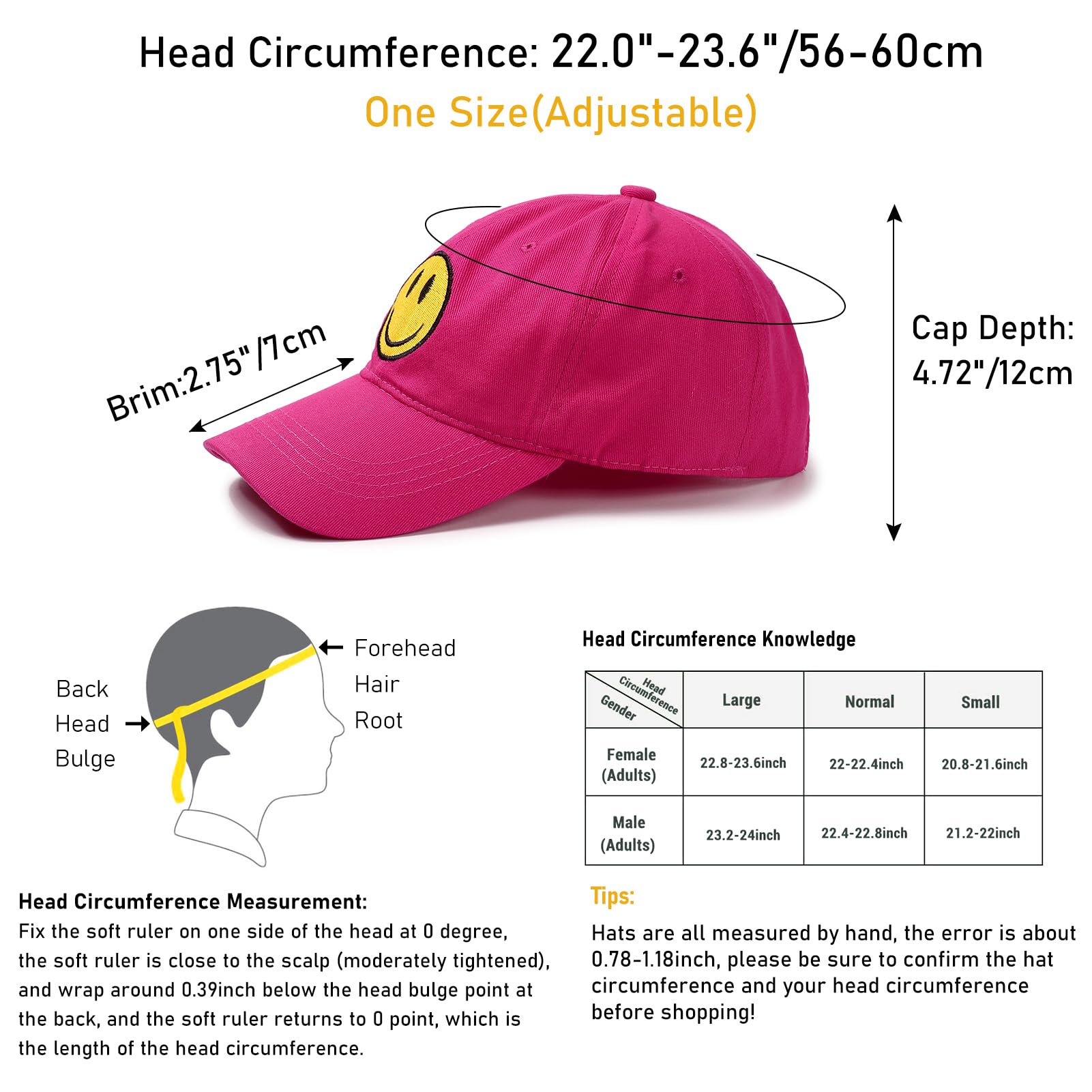 SONMONY Smiley Face Trucker Hat Adjustable Dad Hat for Men Women Baseball Caps Cute Unstructured Smile Embroidered Hat