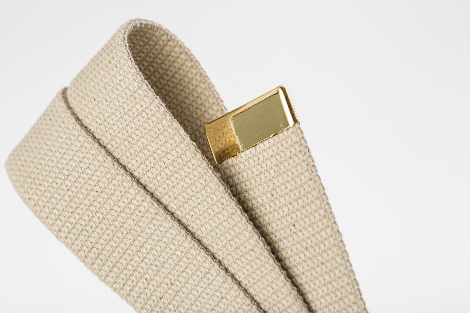 Marlow White Khaki Belt with Buckle, open face 24k