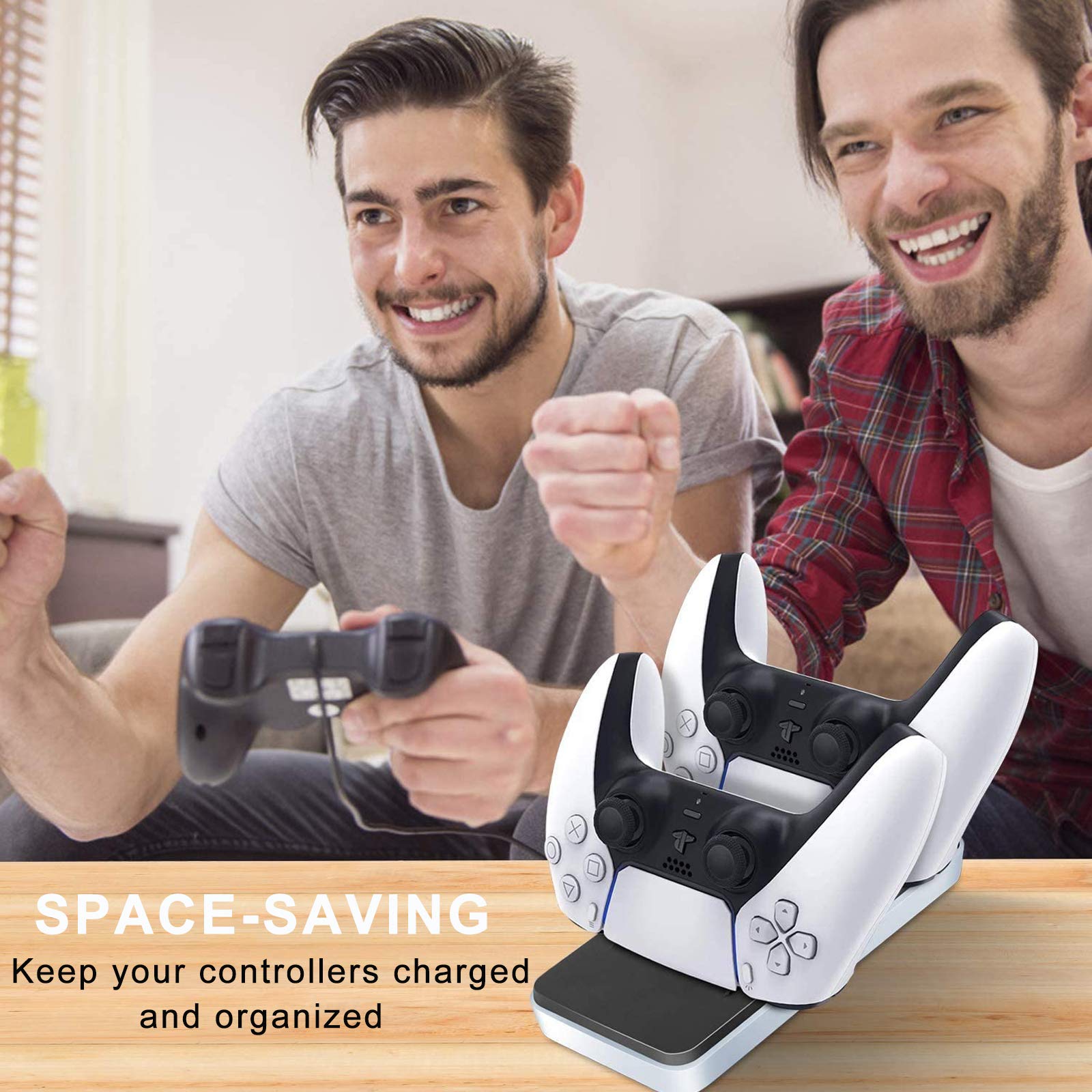 PS5 Controller Charger Dock,Hdiwousp Dual USB Type C Fast Charging Station with USB C Charging Cable,Charger Stand Dock for Sony PlayStation 5, White