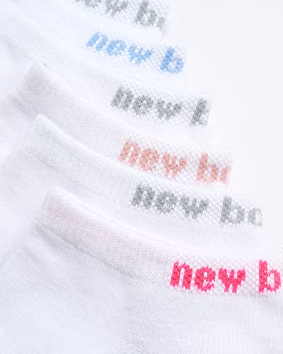 New Balance Women's Athletic Socks - Cushion Low Cut Ankle Socks (6 Pack), Size 4-10, White Assorted