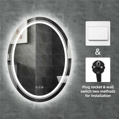 Oval LED Bathroom Mirror Antifog Wall Vanity Illuminated Mirror Dimmable Touch (24'' x 32'')