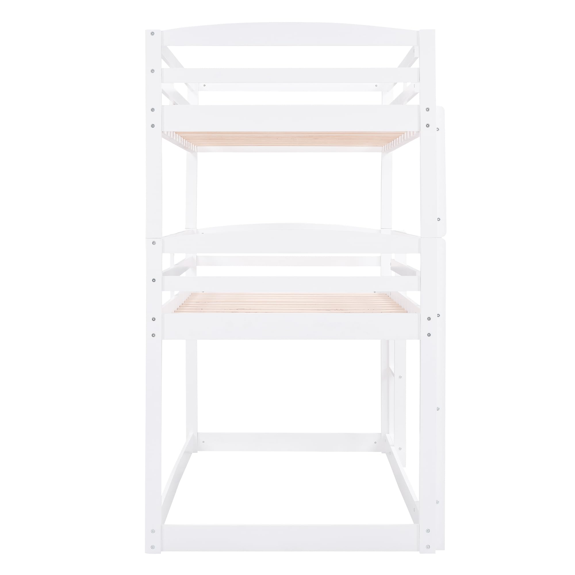 Merax Twin Triple Bunk Bed with Ladders, No Box Spring Needed,for Bedroom and Guestroom, Easily Convertible into One Twin Bed and One Twin over Twin Loft Bed, White