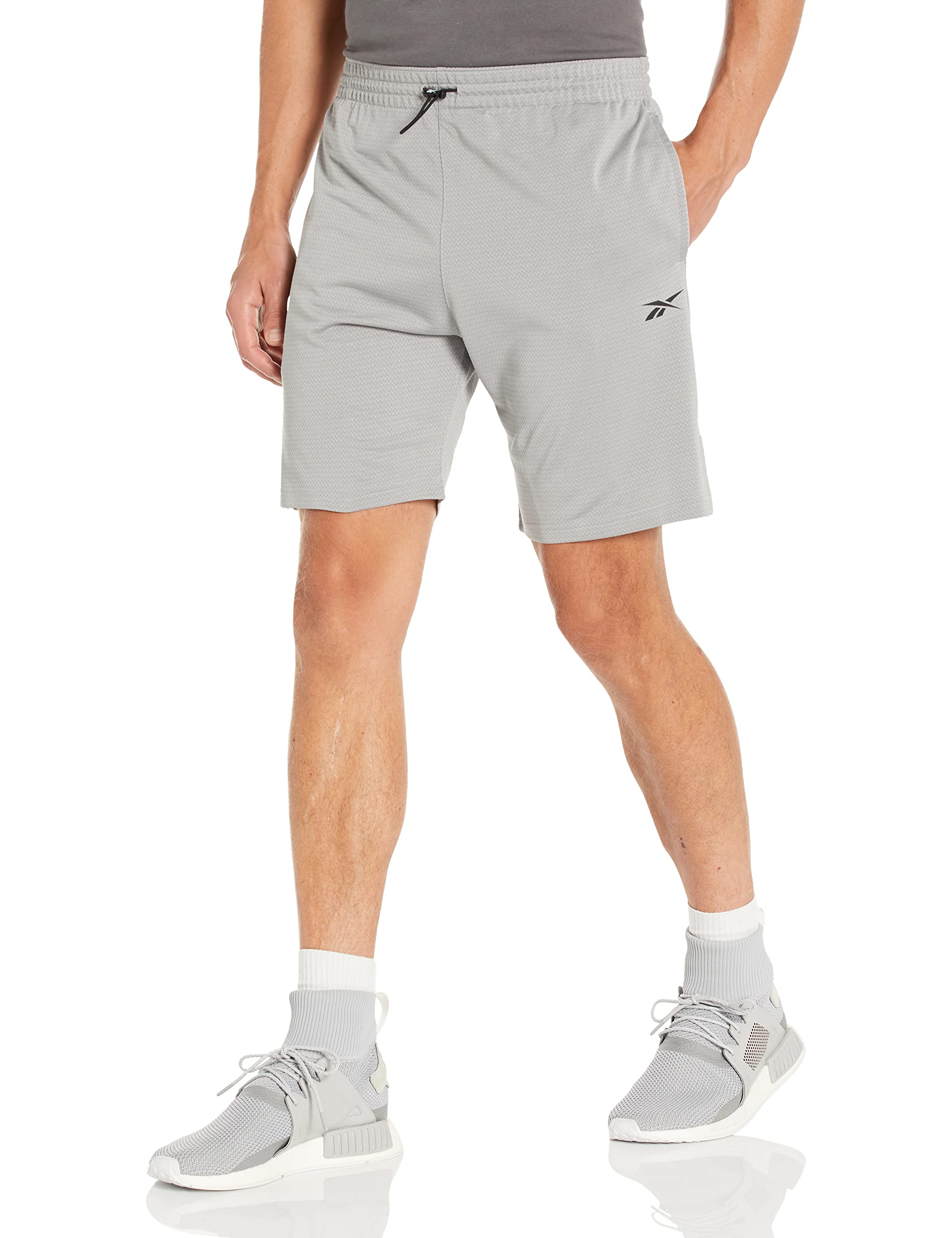 Reebok Men's Standard Workout Ready Shorts, Pure Grey/Drawstring, Large