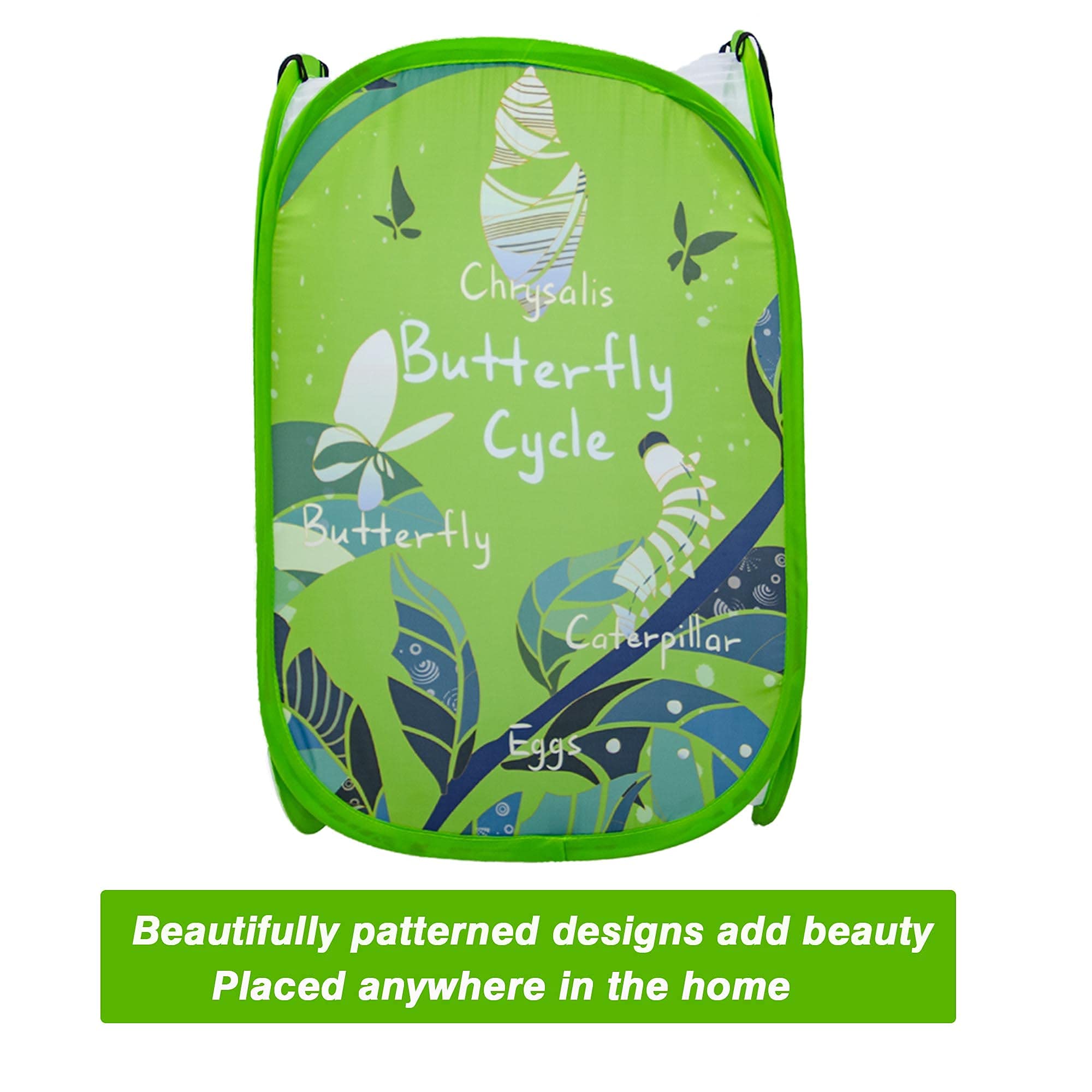 Pop-up Insect and Butterfly Habitat,24" Tall Milkweed plants Net,Collapsible Mesh Cage with Transparent PVC Wall for Observation 16 x 16 x 24 Inches