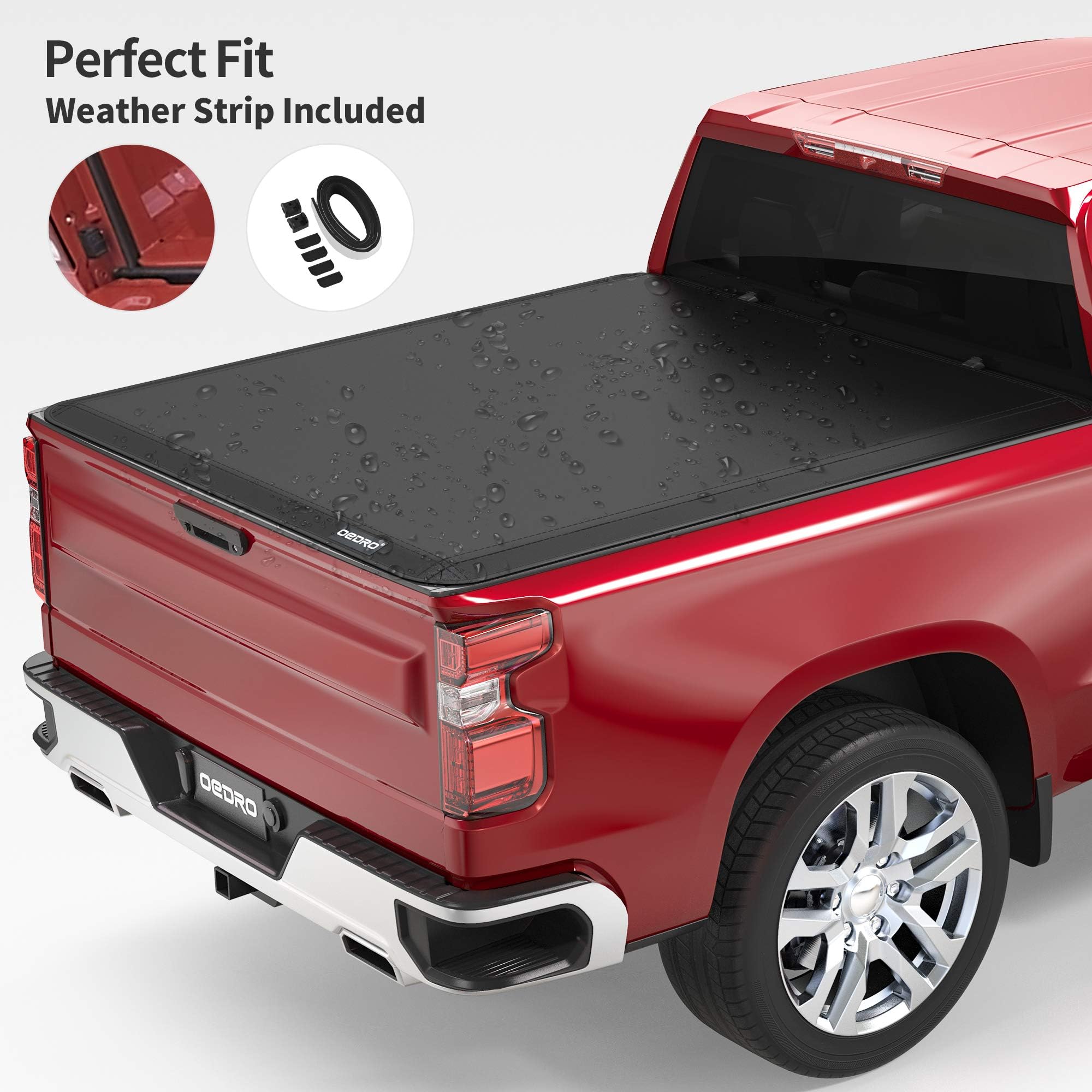 OEDRO Quad Fold Tonneau Cover Soft Four Fold Truck Bed Covers Compatible with 2009-2014 Ford F-150 F150 5.6' Bed
