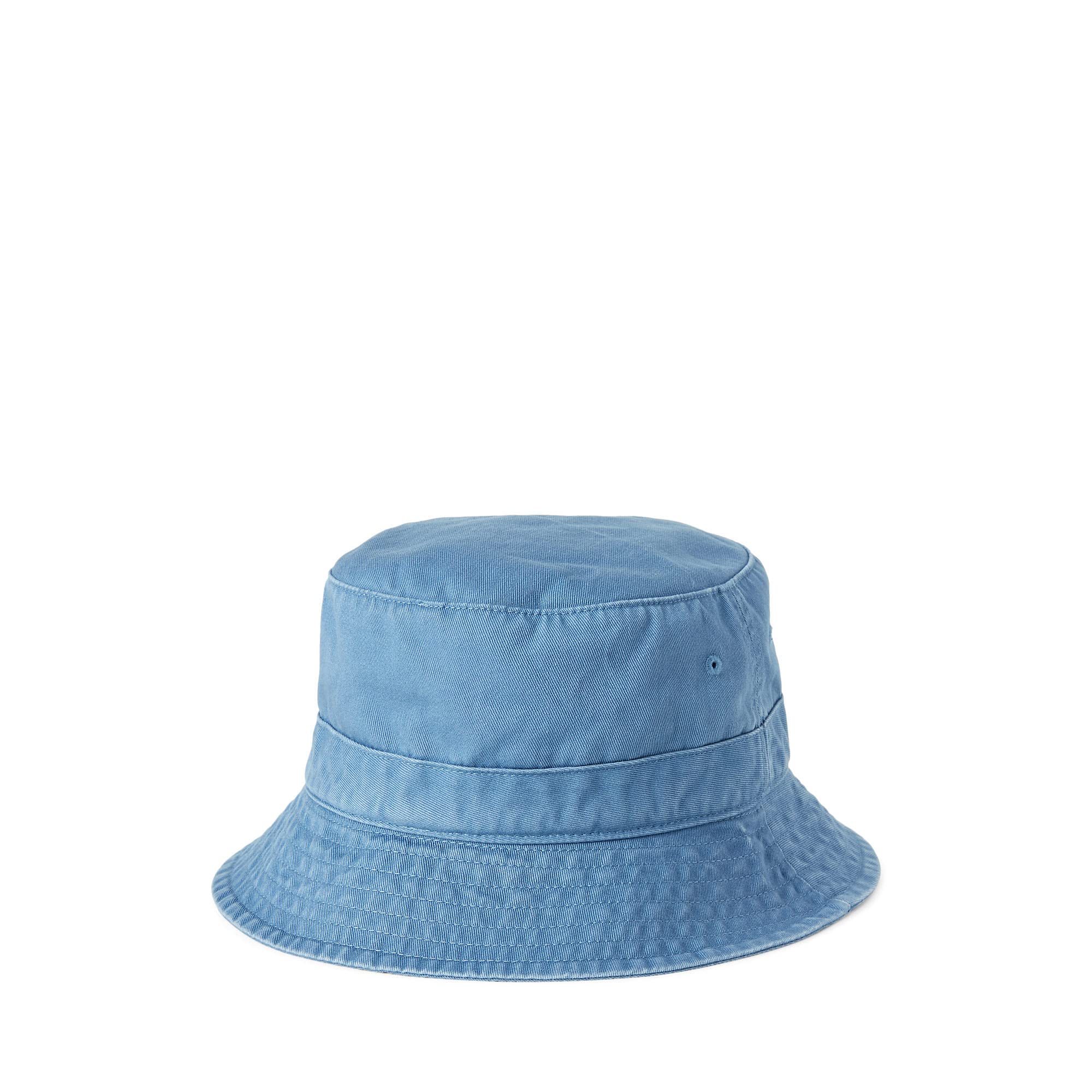 POLO RALPH LAUREN Men`s Chino Bucket Hat (Delta Blue(1002)/Red, Large/X-Large)