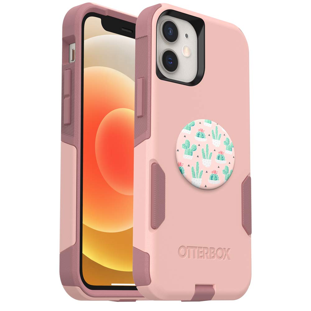 OtterBox Bundle: OtterBox Commuter Series Case for iPhone 12 Mini - (Ballet Way) + PopSockets PopGrip - (Retro Wild Rose)