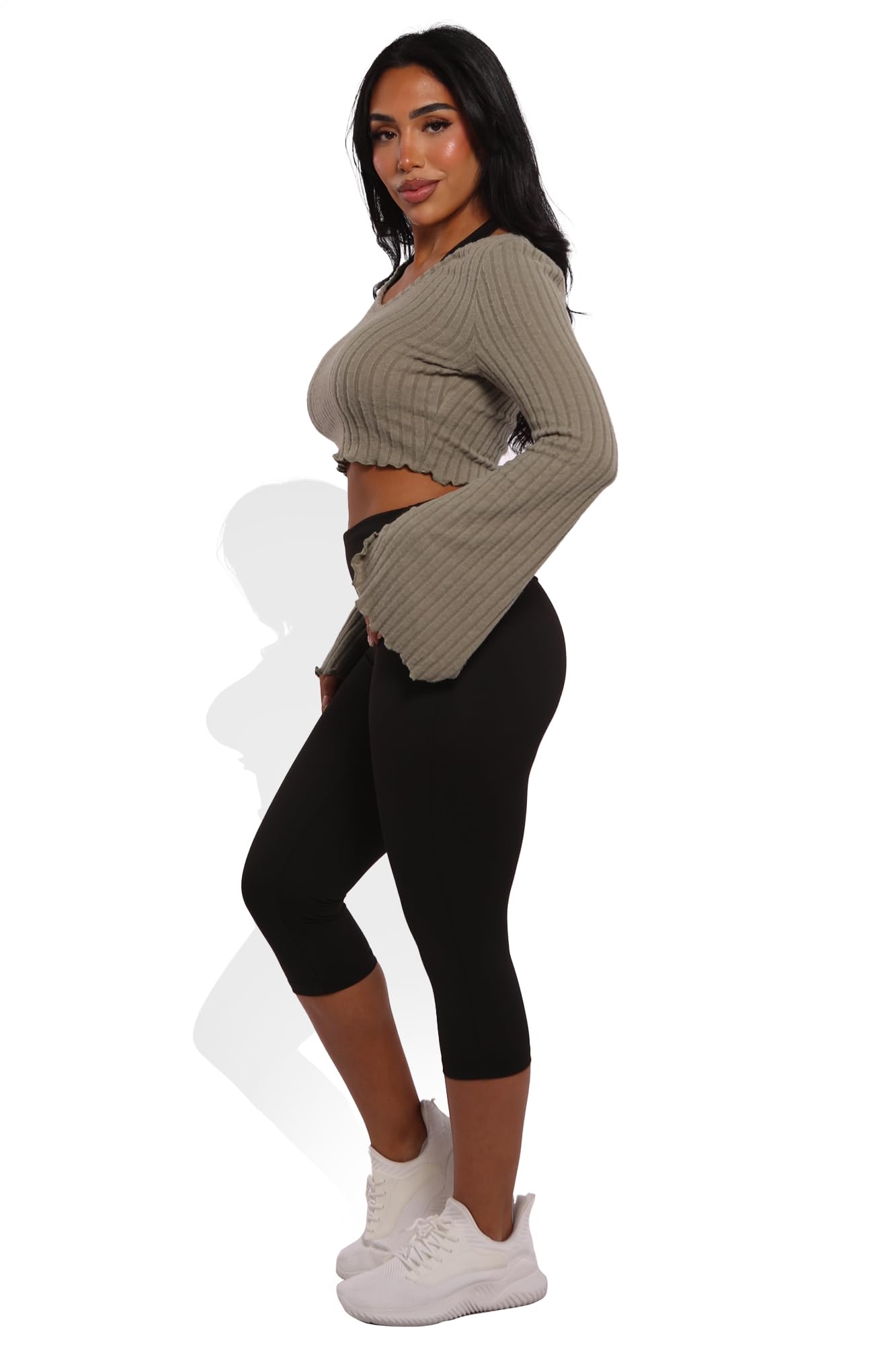 ShoSho Womens High Waist Tummy Control Butt Sculpting Leggings Athletic Workout Yoga Pants with Side Pockets Lightning Print Black/White Large