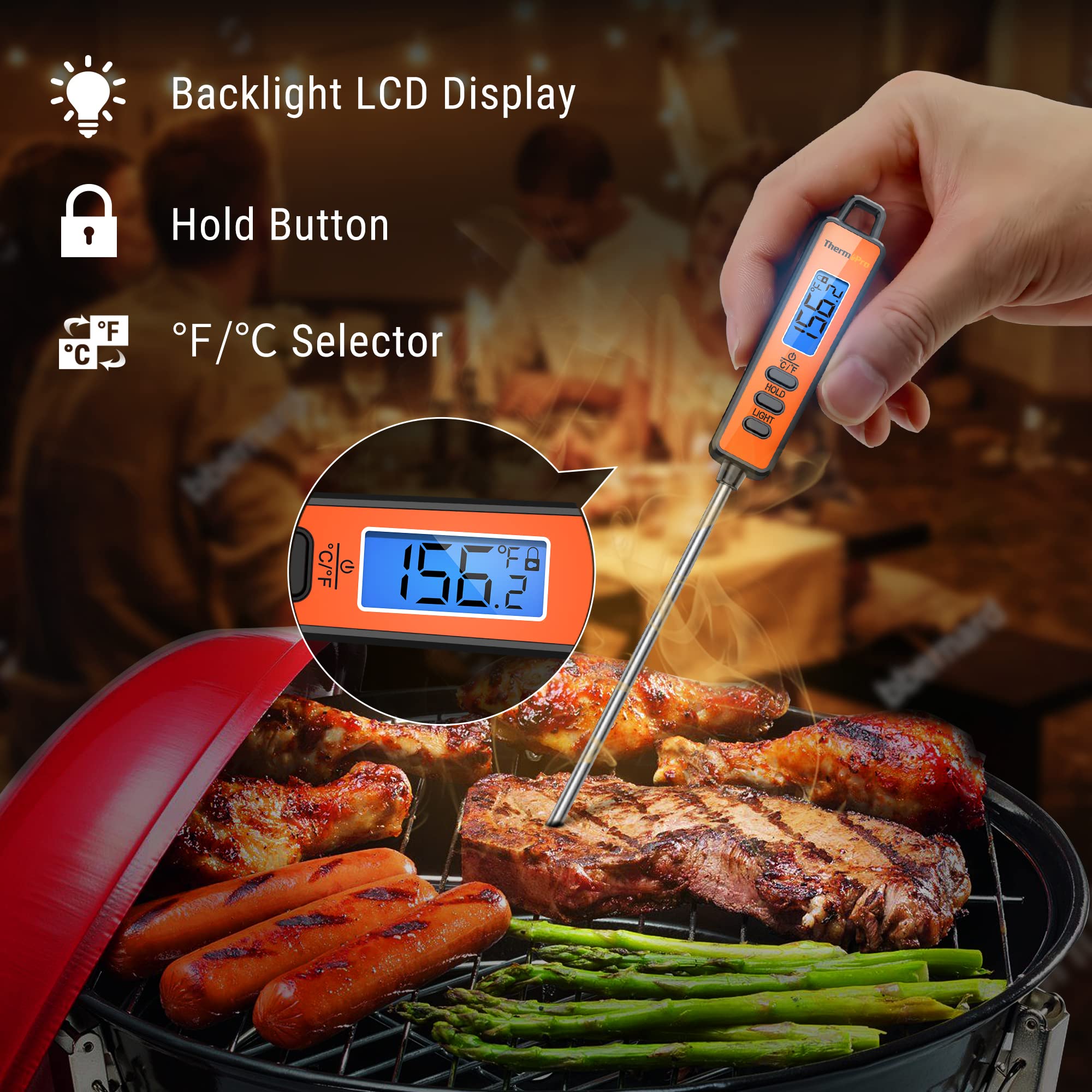 ThermoPro TP01A Digital Meat Thermometer for Cooking + ThermoPro TP06B Digital Grill Meat Thermometer with Probe