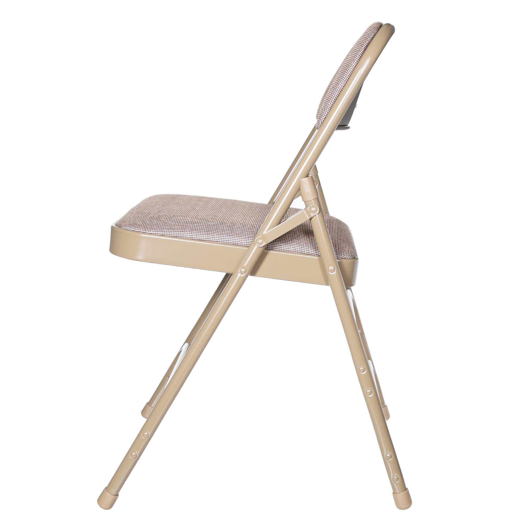OEF Furnishings Premium Fabric Upholstered Steel Folding Chairs, 4 Pack, Blue