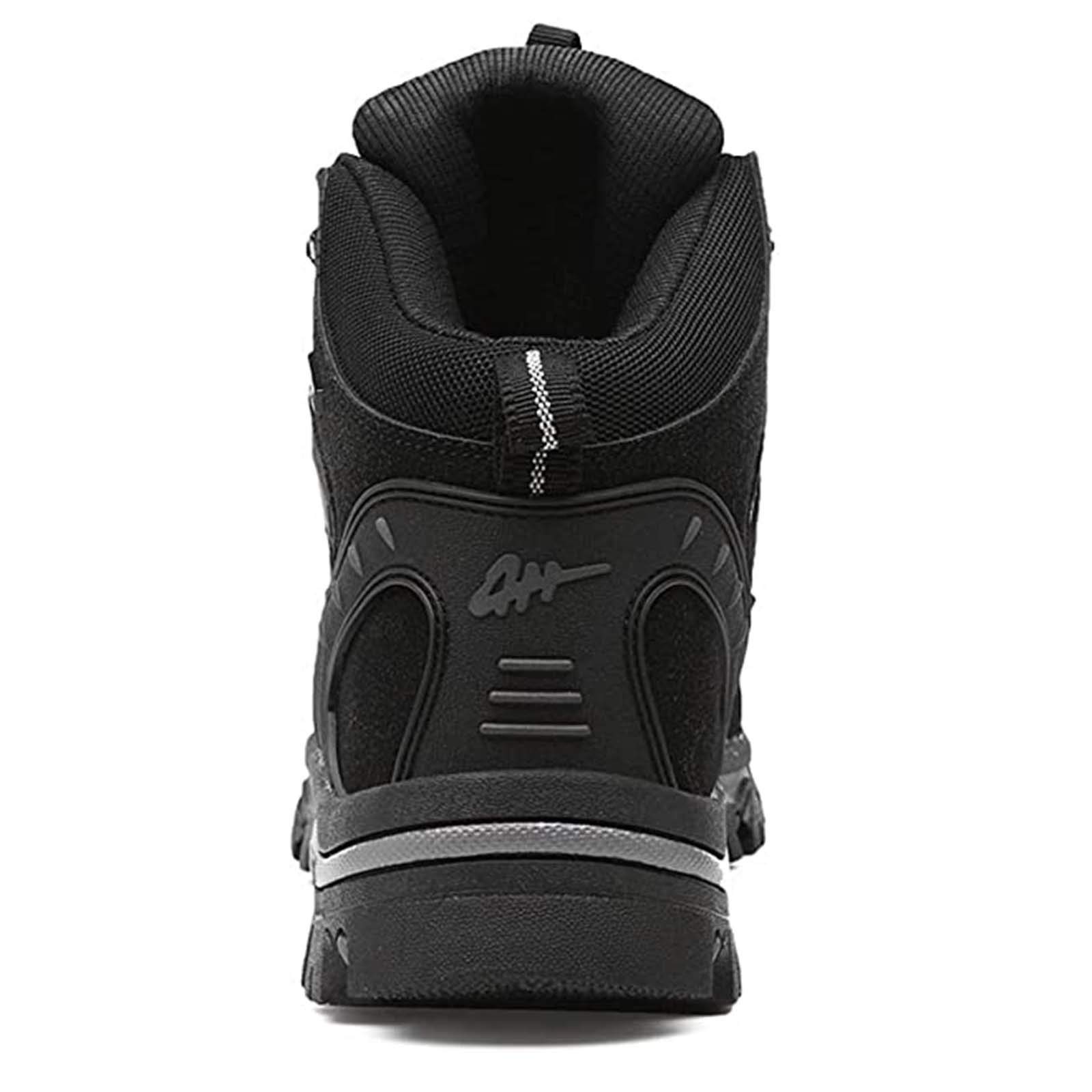 WASERCE Men's Waterproof Cold-Weather Boots Mid Soft Toe Leather Insulated Work Boots Construction Rubber Sole for Outdoor Hiking Winter Snow (8.5,Black