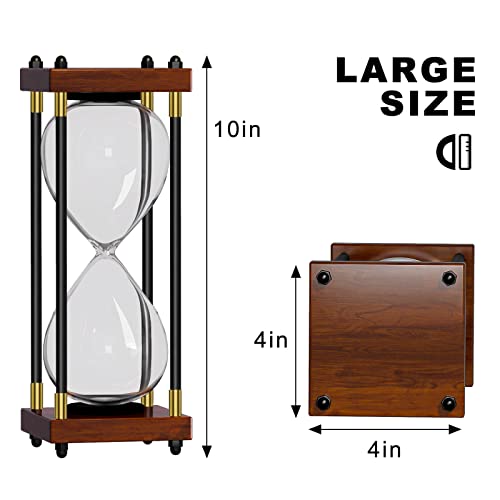 SuLiao Empty Hourglass Fillable, 10 Inch Large Black Wooden Frame Decorative DIY Sand Timer, Unity Sand Hourglass for Wedding Ceremony Set, Without Sand Antique Sand Clock for Desk Home Office Decor