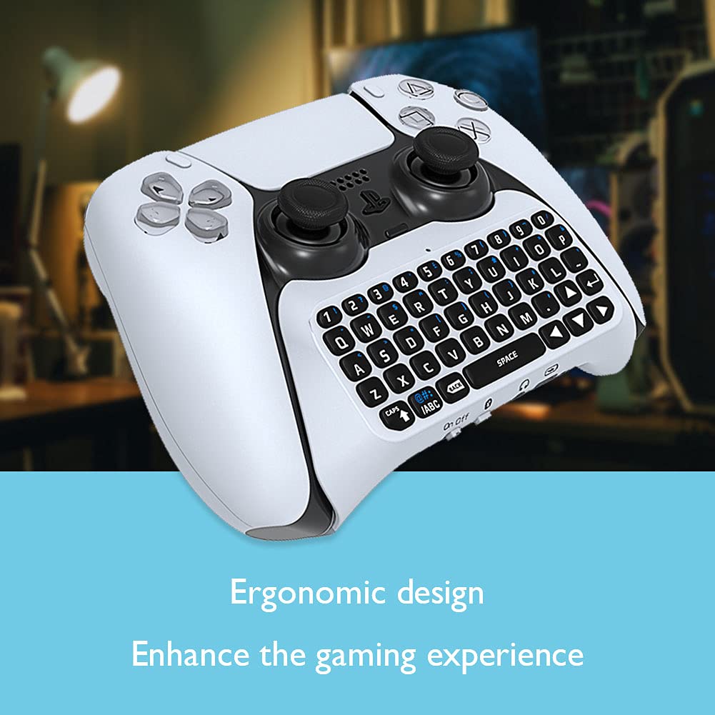 PS5 Controller Keyboard, Megadream Wireless Rechargeable Online Gaming Live PS5 Gamepad Chat Message Chatpad Keypad with Speaker & 3.5mm Audio Jack Port for Sony PlayStation 5 (Controller Not Included