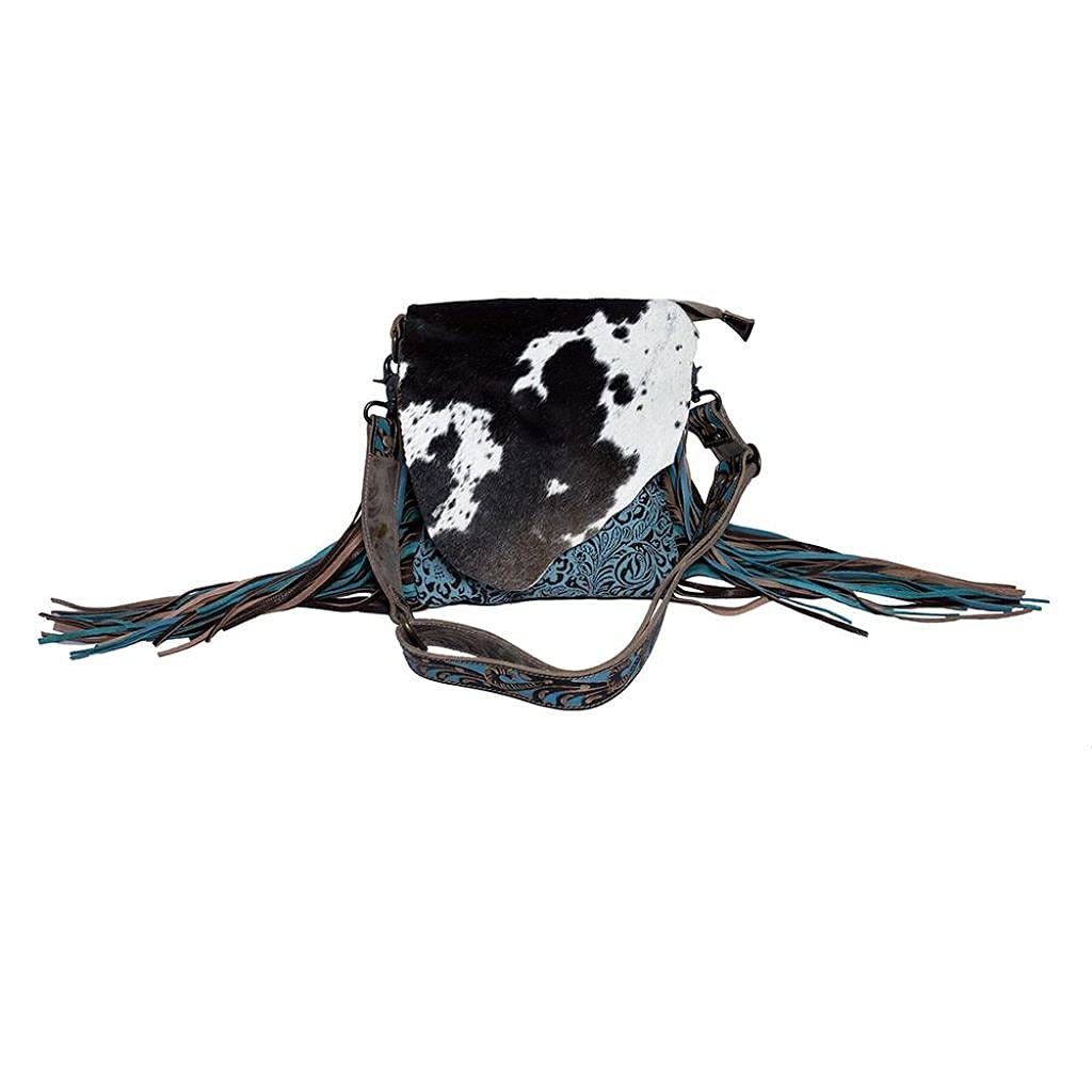 Myra Bag Cobal Blue Concealed Carry Bag Upcycled, Brown, S-3345