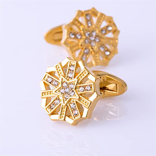 Shirts Men's Cufflinks Gold Shine Cufflinks Buttons Wedding Guest Shirts Cuff Accessories (Color : A, Size : 17 * 17mm) (A 17 * 17mm)