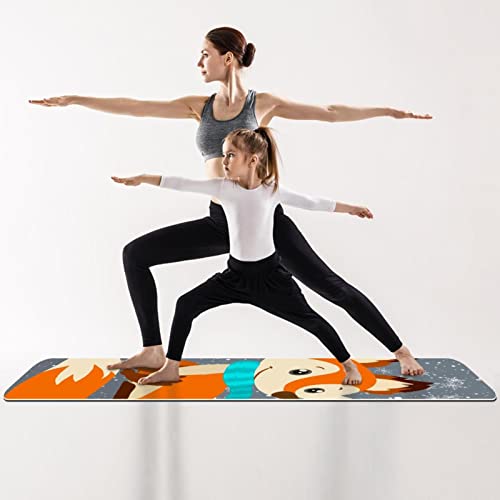 Yoga Mat, Yoga Mats for Home Workout, Workout Mat, Exercise Mats, Pilates Mat, Snowflakes Fox