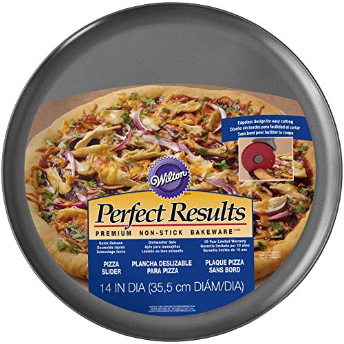 Wilton Perfect Results Premium Non-Stick Pizza Pan, Non-Stick Bakeware, Steel, 14-Inch.