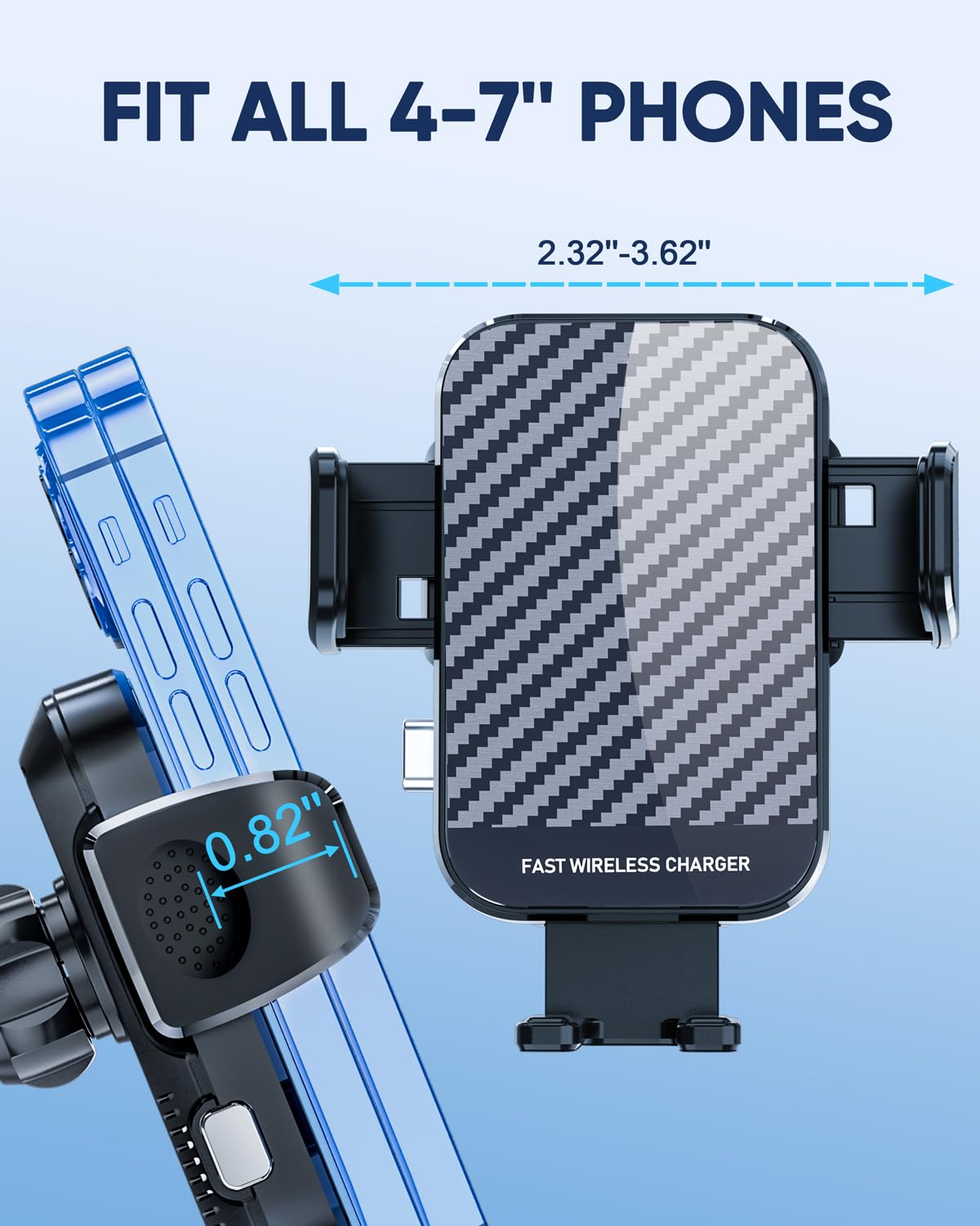Wireless Car Charger Mount, [Smart Alignment Charging] 15W Qi Fast Charging,Auto Clamping Air Vent Car Phone Holder Mount Wireless Charging for iPhone 13 Pro Max/13Pro/13/12,Galaxy S22 Ultra/S21,etc