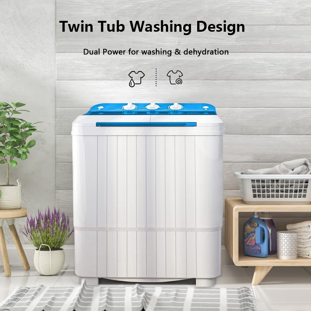 Portable Washing Machine Twin Tub 16.5lbs Laundry Machine Small Compact Washer and Dryer Combo for Household Use Camping RVโs Apartments Dorms Rooms