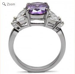 Marshal Imports 4 Ct Stainless Steel Butterfly Cocktail Ring with Amethyst Oval Cut Cubic Zirconia (9)