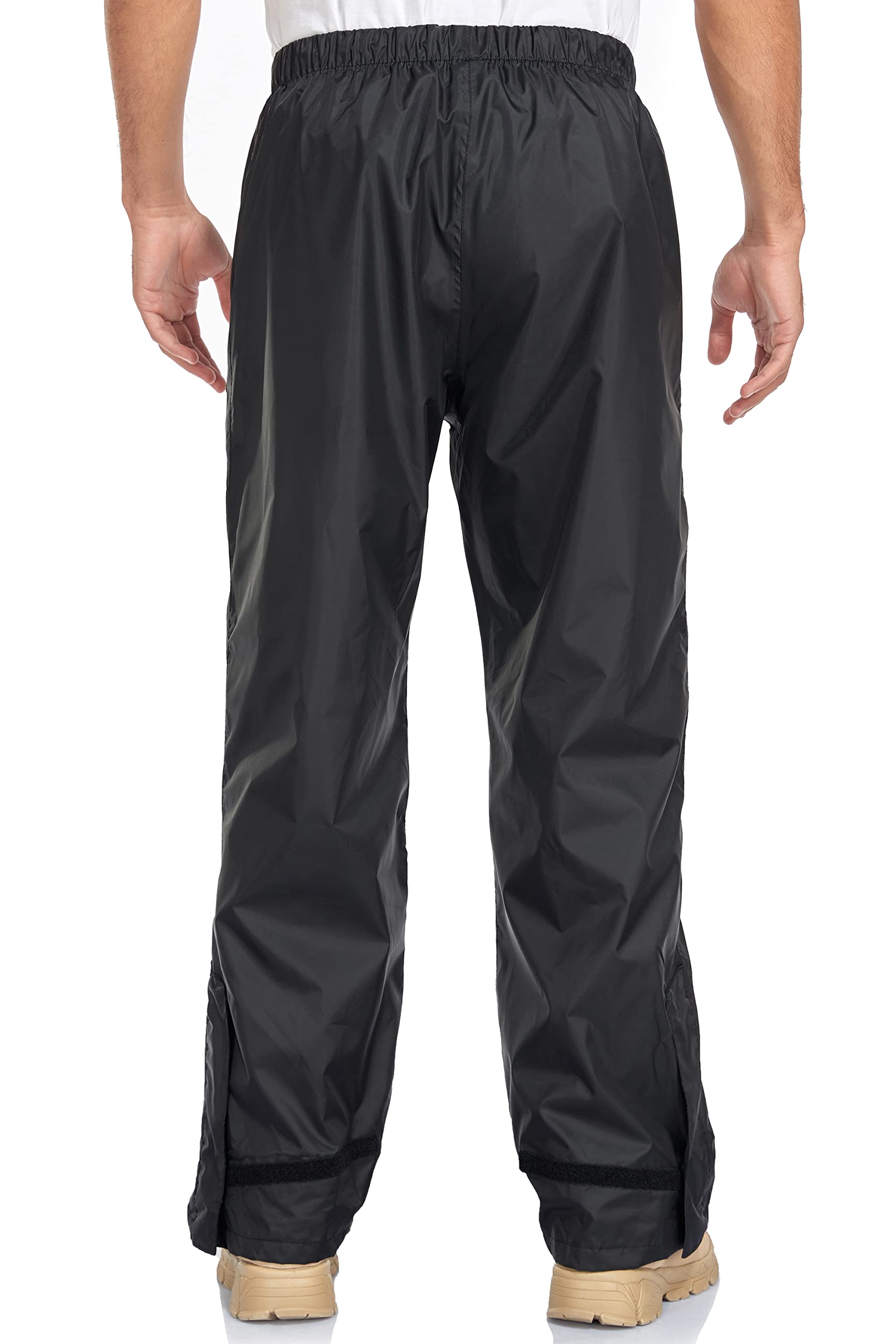 Waterproof Pants Mens Rain Pants Windproof Outdoor Hiking Pants with Pockets Black