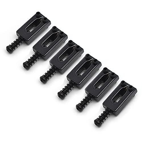 SAPHUE Guitar Bridge Saddle with Spring Screws Wrench Tremolo for Fender Strat Stratocaster Tele Telecaster Electric Guitar Replacement Parts Accessories 6Pcs Bridge Saddles(Black)