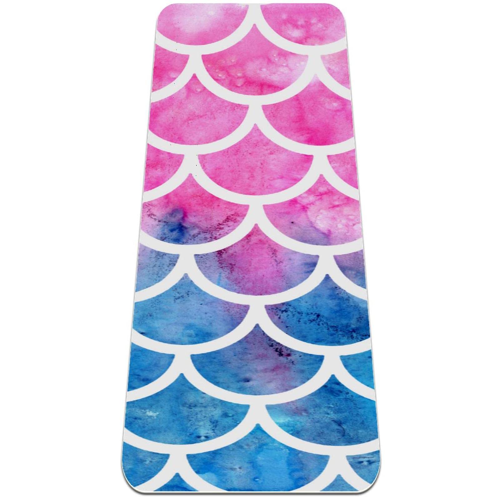 Yoga Mat, Yoga Mats for Home Workout, Workout Mat, Exercise Mats, Pilates Mat, Pink blue mermaid fish scale pattern