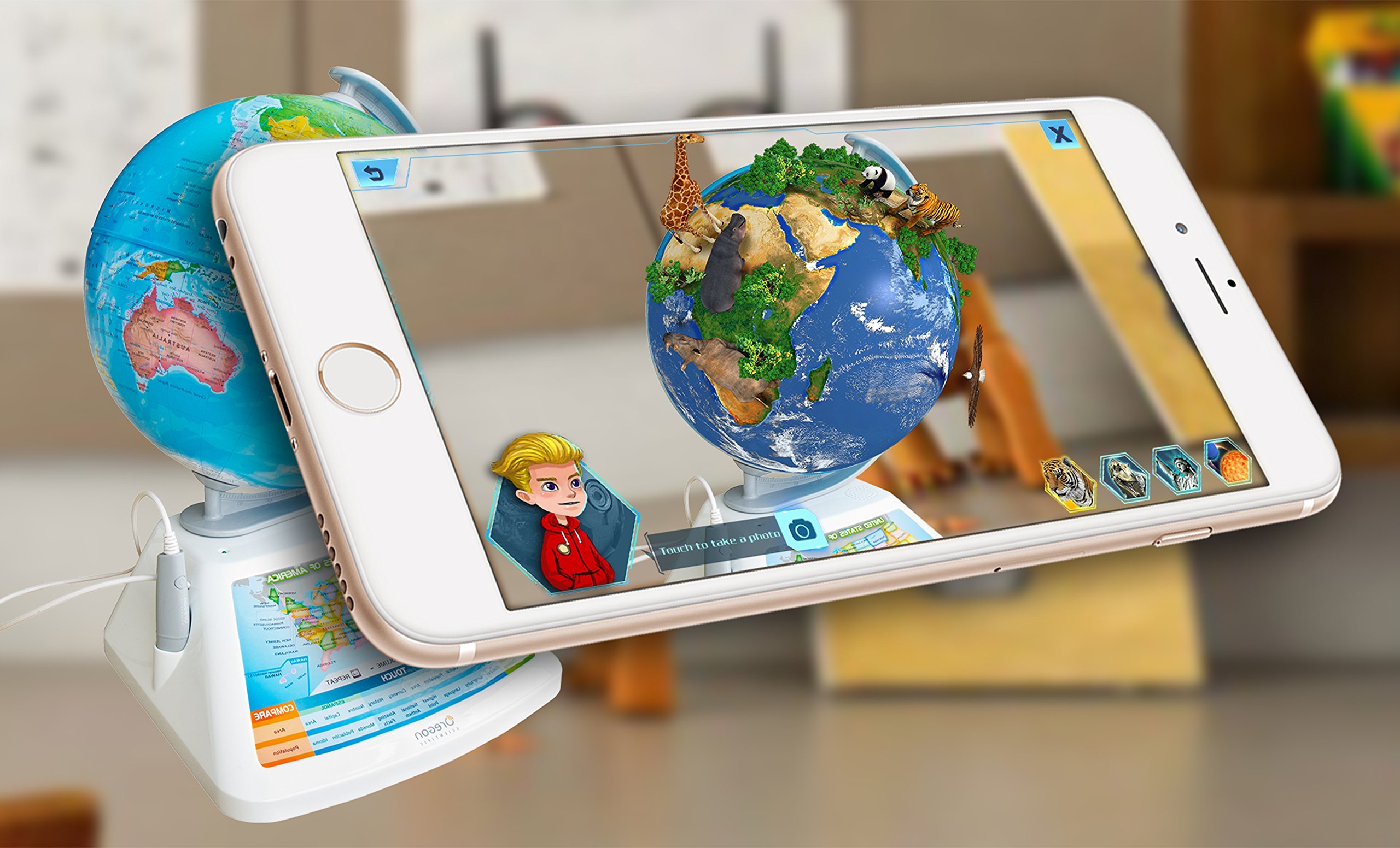 Oregon Scientific SG268R Smart Globe Adventure AR Educational World Geography Kids - Learning Toy
