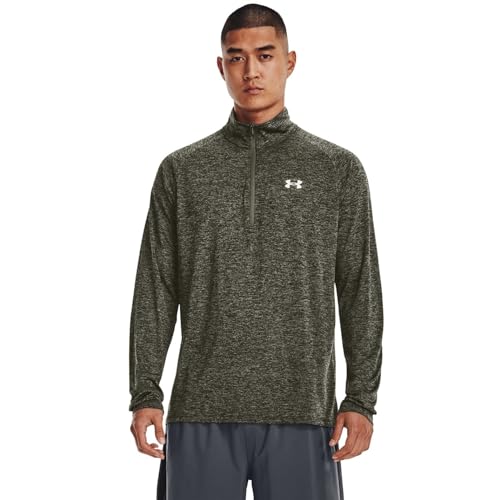 Under Armour Men's Tech 2.0 1/2 Zip-Up T-Shirt , (391) Marine OD Green / Black / White, X-Large Tall