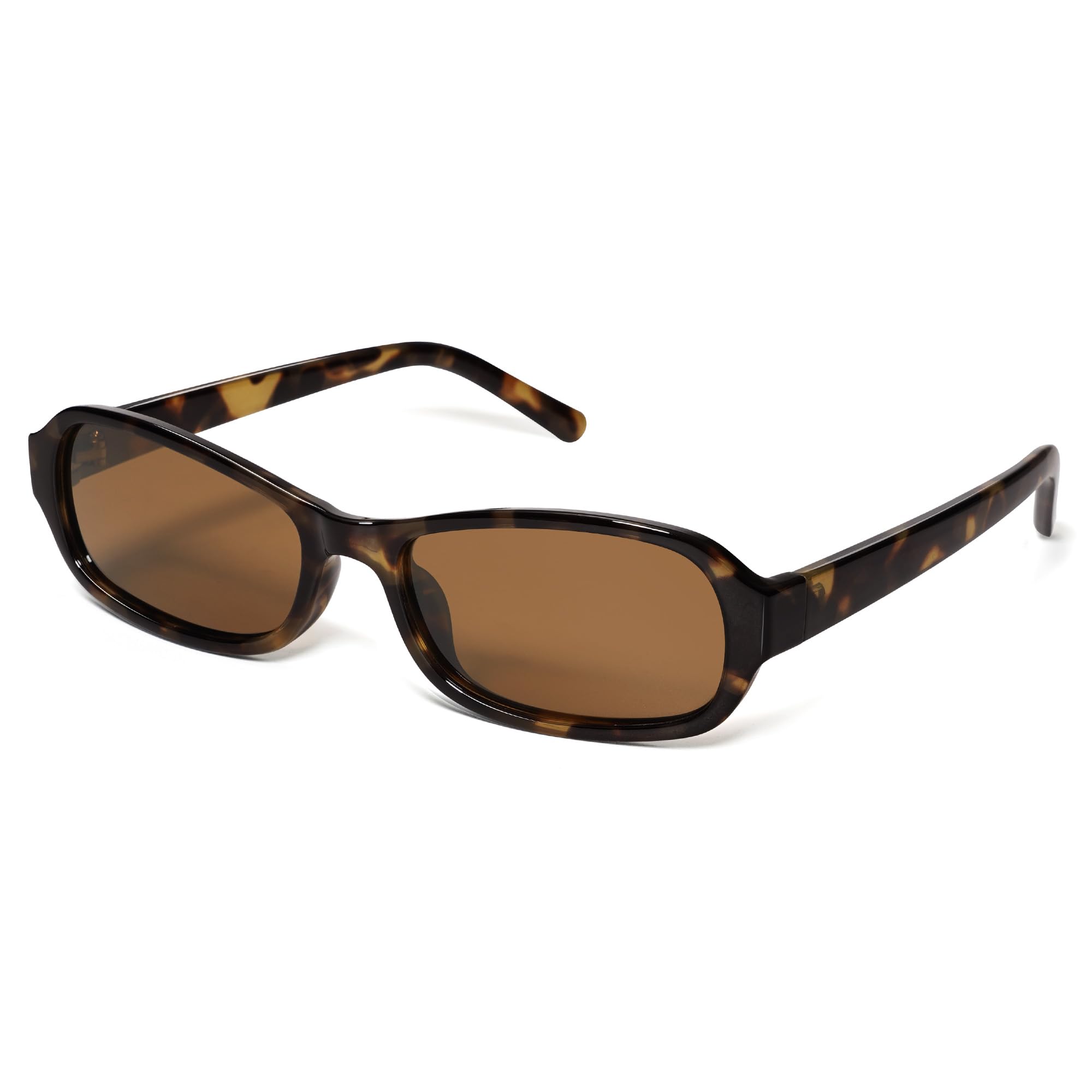 VANLINKER Retro Rectangle Polarized Sunglasses for Women Men Small 90s Style Vintage Trendy Rectangular Sun Glasses VL9806,Tortoise