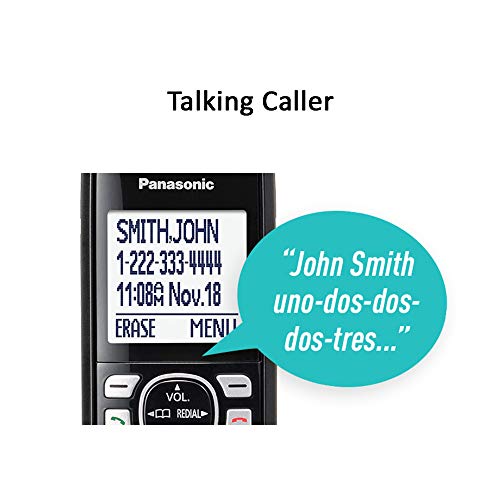 Panasonic 5 Handsets Link2Cell DECT 6.0 Talking Caller ID Voice Assist Expandable Cordless Phone with Digital Answering System KX-TGF775S (Renewed)