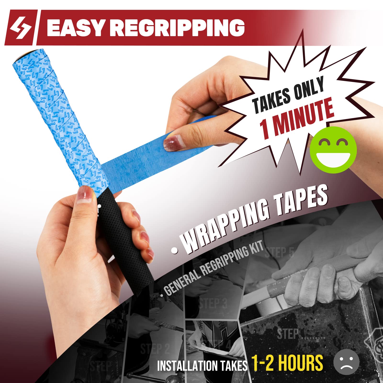 SAPLIZE Golf Grip Wrapping Tapes, 3-Pack Tacky PU Overgrip Tapes, New Regripping Solution for Golf Club Grips, Refresh Golf Grips
