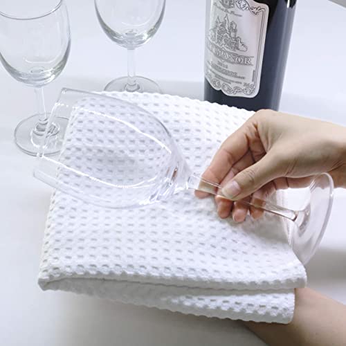 ProHomTex Microfiber Kitchen Dish Hand Towels, Waffle Weave Set of 6 (16β x 28β) Highly Absorbent (White)