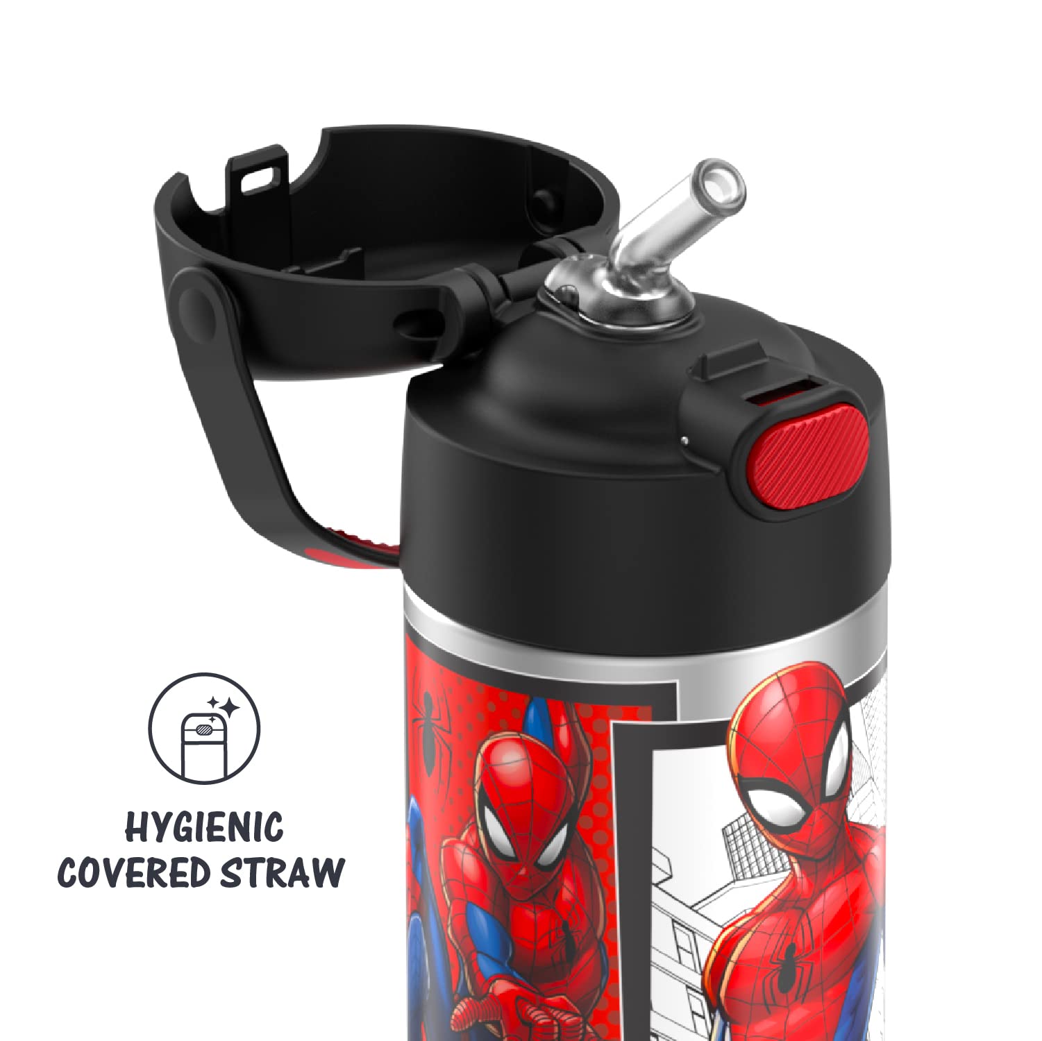 THERMOS FUNTAINER 12 Ounce Stainless Steel Vacuum Insulated Kids Straw Water Bottles | Encanto and Spider-Man
