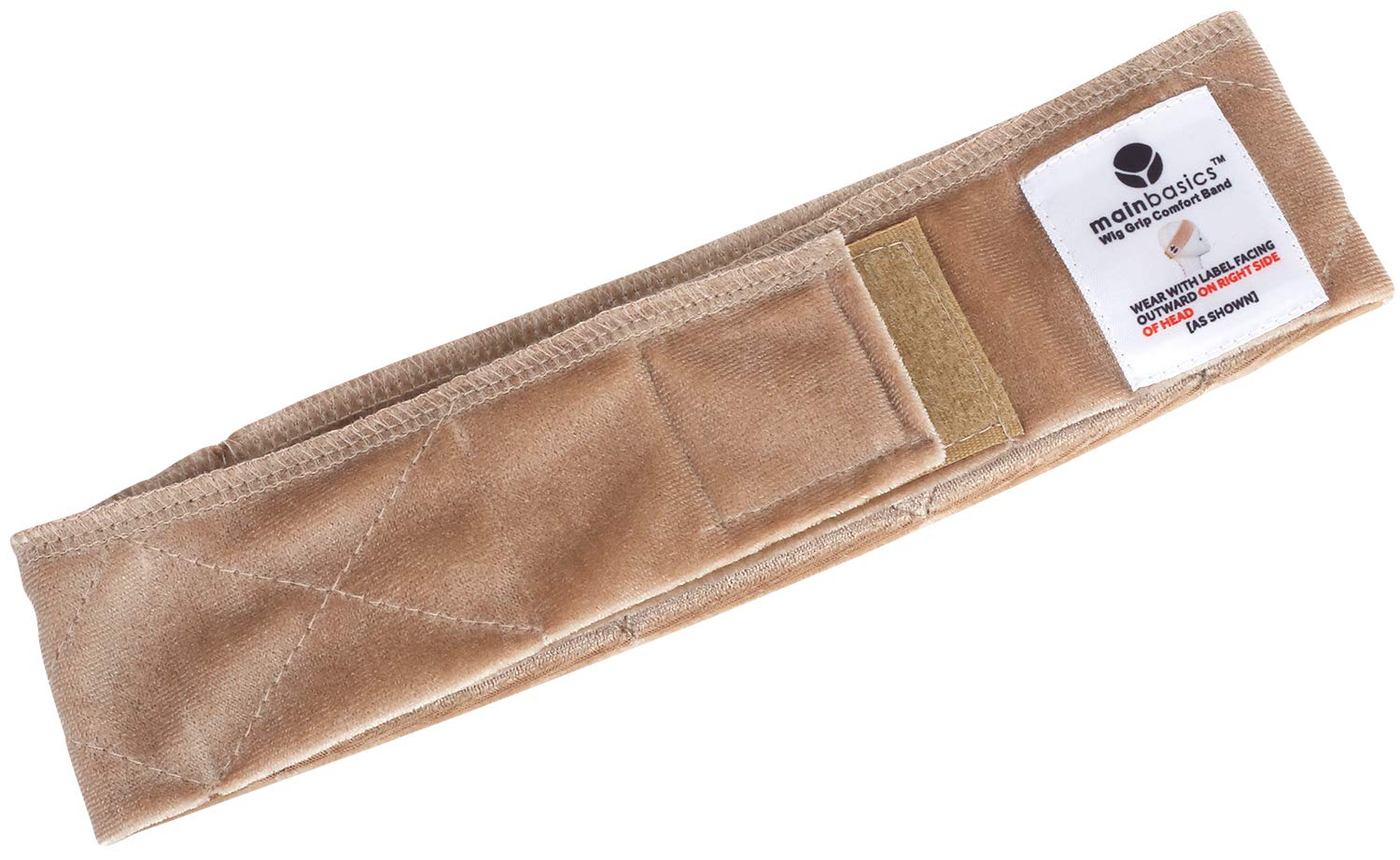 MainBasics Wig Grip Band for Keeping Wigs in Place Adjustable Velvet Wig Headband (Beige)