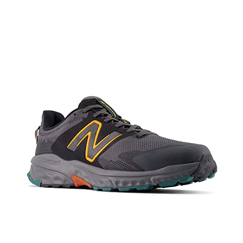 New Balance Men's Fresh Foam 510 V6 Trail Running Shoe, Magnet/Black/Hot Marigold, 9.5 Wide