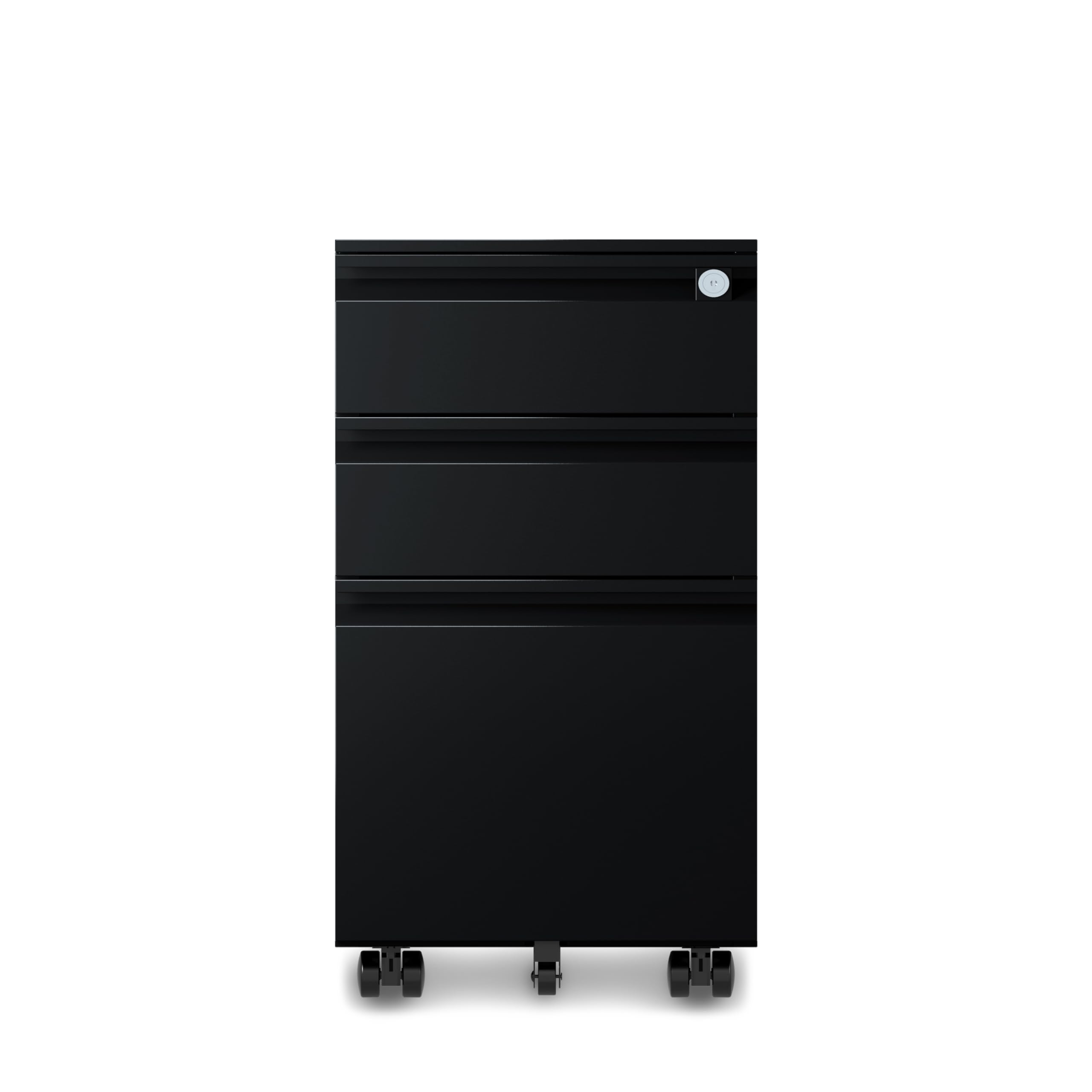 PALFISH 2-Drawer File Cabinet with Lock, Metal Filling Cabinets Suits Legal/Letter Size for Home Office, Fully Assembled Except Wheels, Grey (2-Drawer Widen, Black)
