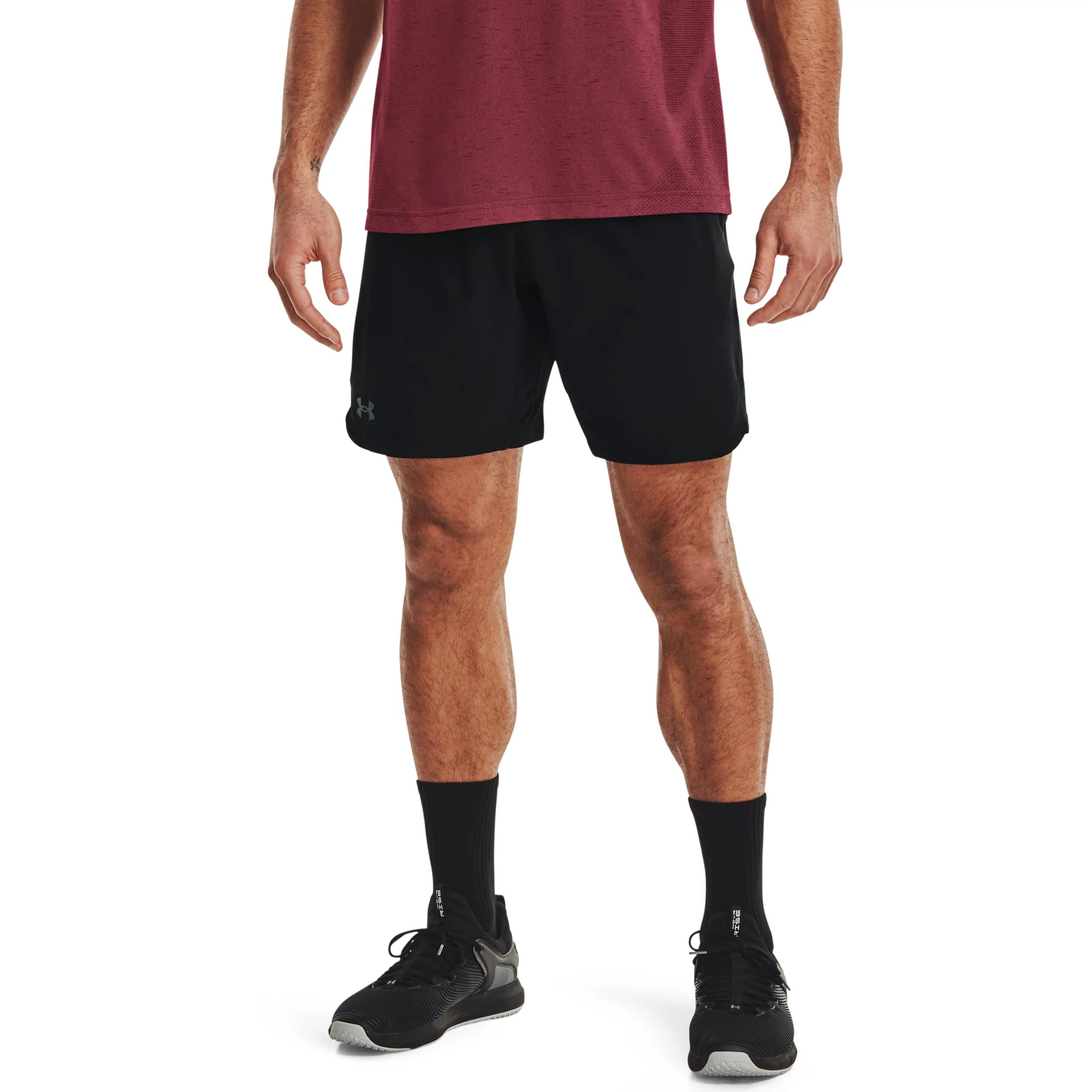 Under Armour Men's UA Elevated Woven Fitted Shorts (as1, Alpha, l, Regular, Regular, Black 001)