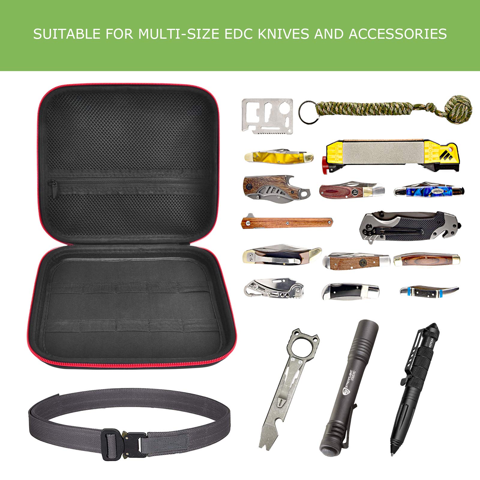 Pocket Knife Display Case with 10 Slots, Knife Case, Folding Knife Holder Organizer, Butterfly Knife Storage Carrier, Knives Collection Protector for Survival Tactical EDC Mini Knife (Box Only)