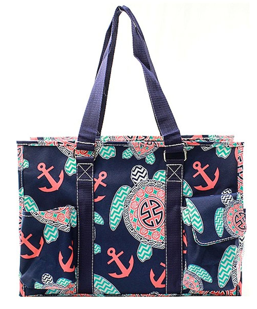 N Gil All Purpose Organizer Medium Utility Tote Bag (Sea Turtle Navy Blue)